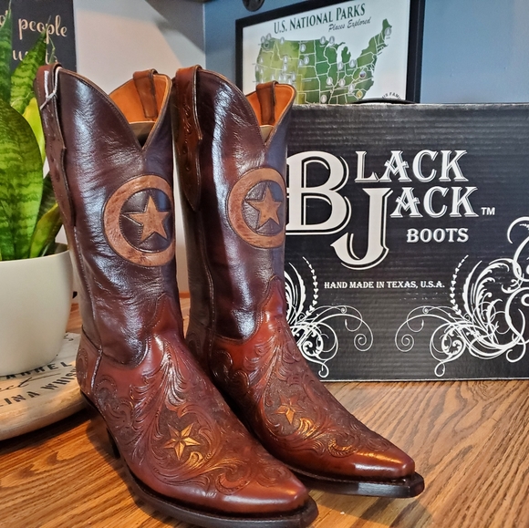 Shoes | Hand Tooled Black Jack Mens Boots | Poshmark
